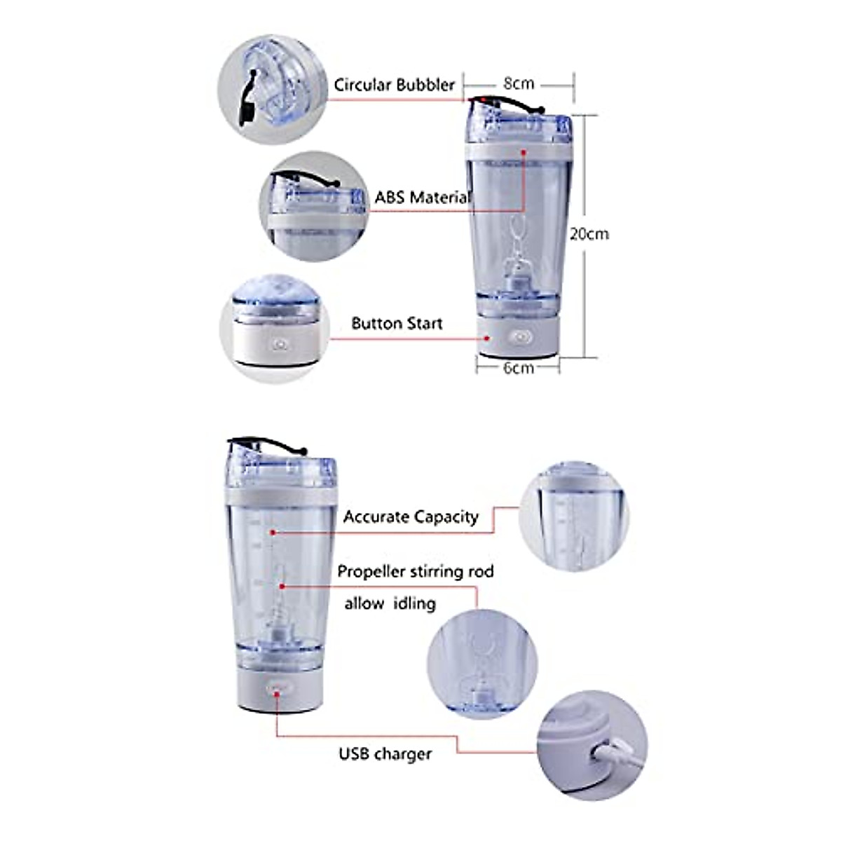 “N/A" Protein Powder Automatic Blender Powder Electric Shaker Cup USB Recharging Mixer 16OZ Purple USB Charging Model - Colorful Lights