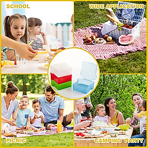 Potchen 8 Pcs 20 oz Toast Shape Sandwich Box Food Storage Containers PP Lunch Kids or Adult Holder Microwave and Freezer Safe for Christmas(White, Green, Blue, Red)