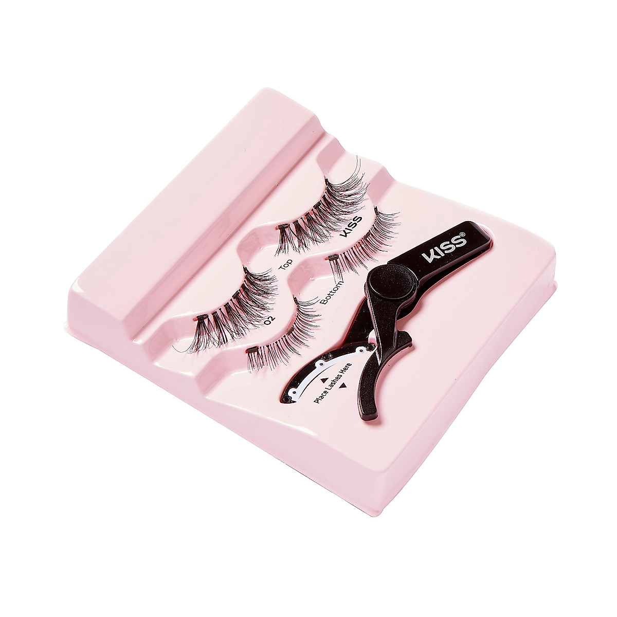 KISS Magnetic Lash 02, Synthetic False Eyelashes with Magnets Under and Over Your Upper Lashes, No Glue Needed, Lightweight, Reusable, Contact Lens Friendly, Cruelty Free, with Lash Applicator, 1 Pair
