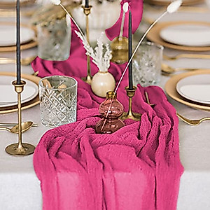 Gauze Table Runner Hot Pink 10Ft Cheesecloth Table Runners Rustic Wedding Decorations for Table Farmhouse Kitchen Table Runner Wide Coffee Table Runner Cheese Clothes Table Runner for Bridal Shower