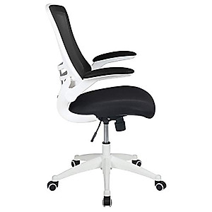 Flash Furniture Kelista Office Chair, Ergonomic, Mid-Back, White Frame, Black Mesh with Swivel