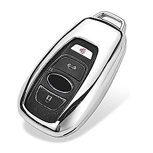 Royalfox(TM) 3 4 Buttons 3D Bling Diamond Crystals Smart Remote Key Fob case Cover for Subaru Outback Forester Crosstrek Ascent BRZ WRX Legacy Impreza STI (Silver)