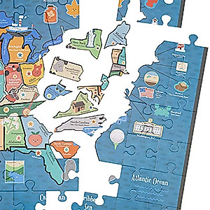 Fat Brain Toys Giant 100 Piece USA Map Puzzle - State-Shaped Jigsaw Pieces, Ages 5+