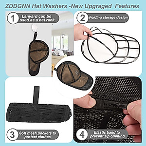ZDDGNN Hat Washer for Baseball Caps, Foldable Hat Cleaner Washing Cage with Mesh Bags,Hat Washing cage for Washing Machine, Hat Cleaner Protector Frame Cage for Adults and Kids
