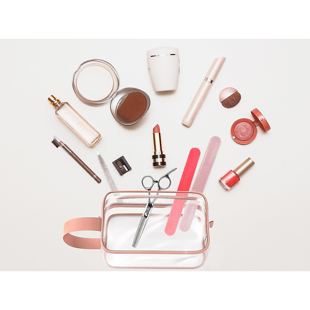 Axe Sickle 2 Pack Clear Cosmetics Bag Waterproof Plastic Organizer Bag with Zipper Portable Clear Makeup Cosmetic Bag for Travel Bathroom Toiletry Organizer, Pink, Green