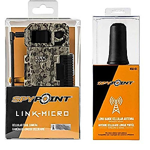 SPYPOINT Link-Micro-V Cellular MMS Infrared Trail Camera 4G/LTE with CA-01 Long Range Antenna, 10MP HD Video and Free 2 Year Warranty