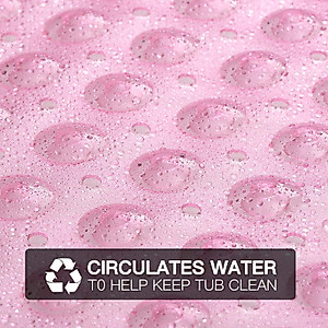 YINENN Bath and Shower Safety Mats 40x16 inch, Non Slip with Suction Cups for Bathroom Stall and Tub Floor, Extra Large and Machine Washable, Drain Holes Keep Bathtub Clean, Light Pink