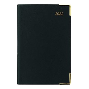 LETTS Classic Weekly Planner, 12 Months, January to December, 2022, Week-to-View, Gold Corners, 4.25" x 2.75", Black (C32EBK-22)