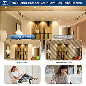 Torkase GU10 LED Bulb, Dimmable GU10 MR16 LED Bulbs 2700K Warm White, 120V 500LM Track Light Bulbs 5W 50W Equivalent, 90% Energy Saving, 40 Degree, LED Replacement for Recessed Lighting, 6 Pack