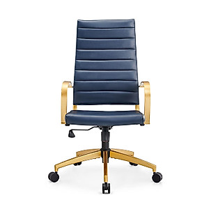 Hioryllks Desk Blue Gold Chair Gold Ergo Office Chair White and Gold Office Chair (4020 Gold Blue)