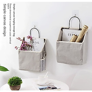 xinzhilei@Wall Hanging Storage Bag, Waterproof Over The Door Closet Organizer Hanging Pocket Linen Cotton Organizer Box Containers for Bedroom, Bathroom (Grey)