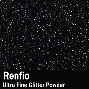 Renfio Ultra Fine Glitter Powder Metallic Resin Glitter 1.75 Oz (50g) PET Flakes Crafts Sequins 1/128" 0.008" 0.2mm Epoxy Chips Flakes for Tumblers Slime Decoration - Deep Black