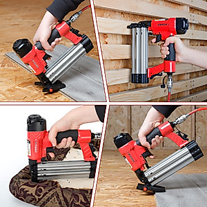 Arrow 4-in-1 Pneumatic 18 Gauge Flooring Stapler/Nailer, Oil-Free Mini 18 GA Pneumatic Flooring Staple Gun/Nail Gun with 1200 Pcs Staples/Nails, Adjustable Depth, for Upholstery, Flooring