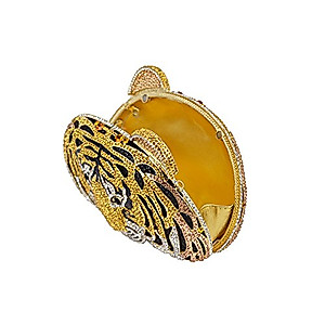 nice buy Lady Dazzle Full Diamond Clutch Tiger Head Evening Bag Bling Rhinestone Chain Cross Body Bag Animal Purse (Gold 1), Medium