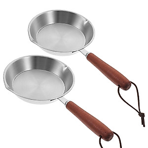 Hemoton 2pcs Non-stick Frying Pan Mini Kitchen Skillet Stainless Steel Egg Pan Multi-use Omelet Pan Stainless Steel Frying Pan Stainless Skillet Cooking Pan (Diameter 12CM/4.7 INCH)