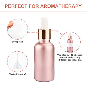 12 Pack Pink Glass Dropper Bottle Essential Oils Bottle With Glass Eye Dropper Perfume Sample Container Glass Vials For Liquids (30ml/1oz)