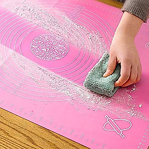 Silicone Baking Mat for Pastry Rolling Dough BPA Free Non stick and Non Slip Table Sheet Baking Supplies for Pie Sheet Bake Pizza Cake (Medium, Pink)