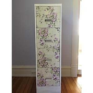 Peel and Stick Decorative Purple Peony Floral Shelf Liner Contact Paper for Kitchen Cabinets Dresser Drawer Refrigerator Table Pantry Closet Vanity Desk Wall Furniture Decal Sticker (17.7x78.7 Inches)