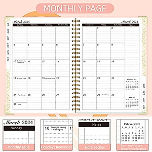 Knagsfa Planner 2023-2024, Jul.2023 - Jun.2024 Weekly Monthly Planner 6.5" x 8.5" with Page Tabs, Hardcover with Inner Pocket, Elastic Band, Thick Paper, Twin-Wire Binding, Bookmark, Pink Love Heart
