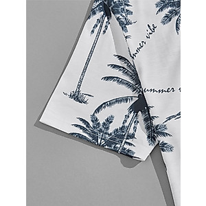 Milumia Men's Tropical Printed Short Sleeve Tee and Drawstring Pocket Shorts Set Multicolored Medium