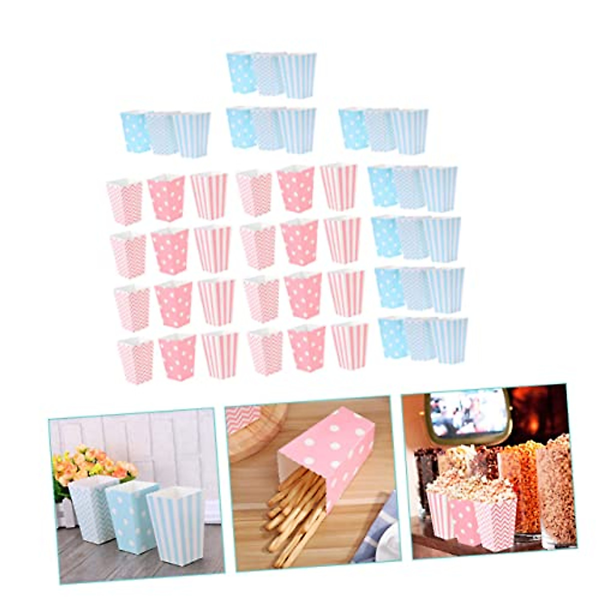 TOGEVAL 48pcs Popcorn Boxes Popcorn Box Cajitas De para Candy Popcorn Snack Container Paper Popcorn Case French Fries Boxes Bridal Shower Popcorn Boxes Popcorn Buckets Bride