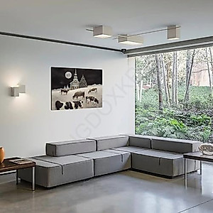 Artist Lowell Herrero Works Vermont Christmas Cow Naive Art American Folk Art Poster Canvas Poster Bedroom Decor Office Room Decor Gift Frame-style 20x16inch(50x40cm)