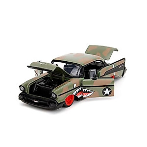 Big Time Muscle 1:24 1957 Chevrolet Bel Air Die-Cast Car, Toys for Kids and Adults(Army Green)