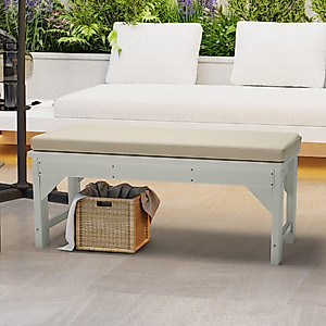 WestinTrends Solace Water Resistant Outdoor Patio Bench Seat Cushion, 46 x 18, Beige