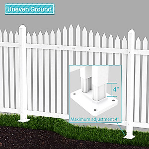 Coarbor 1 Set 84"x36" Vinyl Picket Fence Panel White PVC Garden Decorative Fence for Yard Border Outdoor Patio Pet Barrier Temporary Small Dog Fence(20 Pickets, Scallop)