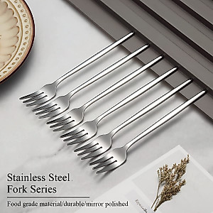 Evanda Dessert Forks Set of 6 Pack 6.3"/16.5cm, Stainless Steel Pastry Fork, Family Appetizer Fork for Fruit, Cake, Cheese, Party Trips, Cafes, Restaurants, Easy To Clean, Dishwasher Safe