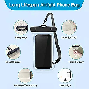 Waterproof Phone Pouch [2 Pack], Underwater Phone Case Dry Bag with Lanyard Compatible with iPhone Pro, iPhone 11/11 Pro/11 Pro Max X/Xs/Xr/Xs Max,8, Samsung S10/S9/S8 Plus (Black) (White)