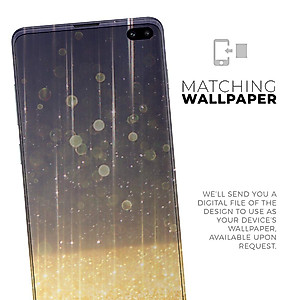 DesignSkinz Blue Stratched Streaks with Unfocused Gold Sparkles Protective Vinyl Decal Wrap Skin Cover Compatible with The Samsung Galaxy S20 (Screen Trim & Back Glass Skin)