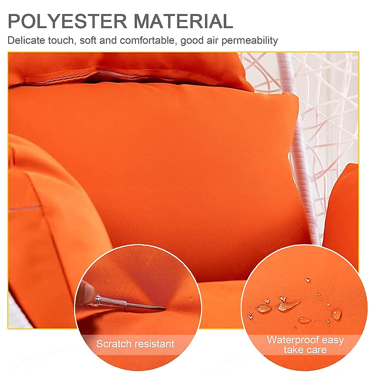 RRNAR Hanging Egg Chair Cushions, Overstuffed Swing Chair Cushion Pads, Hanging Basket Chair Seat Cushion for Indoor and Outdoor (Only Cushion),Flower c,120x90cm