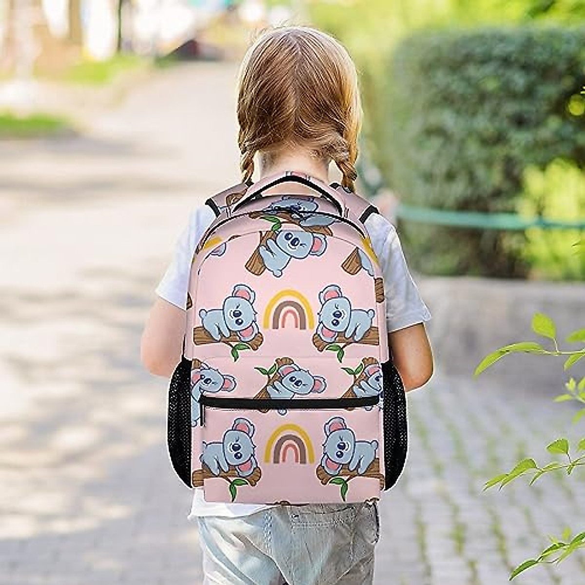 WARMRUG Koala Girls Backpack for School, 16 inch Pink Backpacks for Kids, Cute Lightweight Bookbag for Middle School