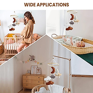 Baby Mobile for Crib - Handmade Soft Felt Crib Mobile - Boho Nursery Decor - Mobile for Bassinet, Pack N Play - Moon, Cloud, Star