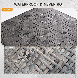 ONBRILL Outdoor Bench, Hand-Woven Rattan Garden Bench, All-Weather Patio Bench, Wicker Entryway Bench for Outdoor or Indoor, Gray