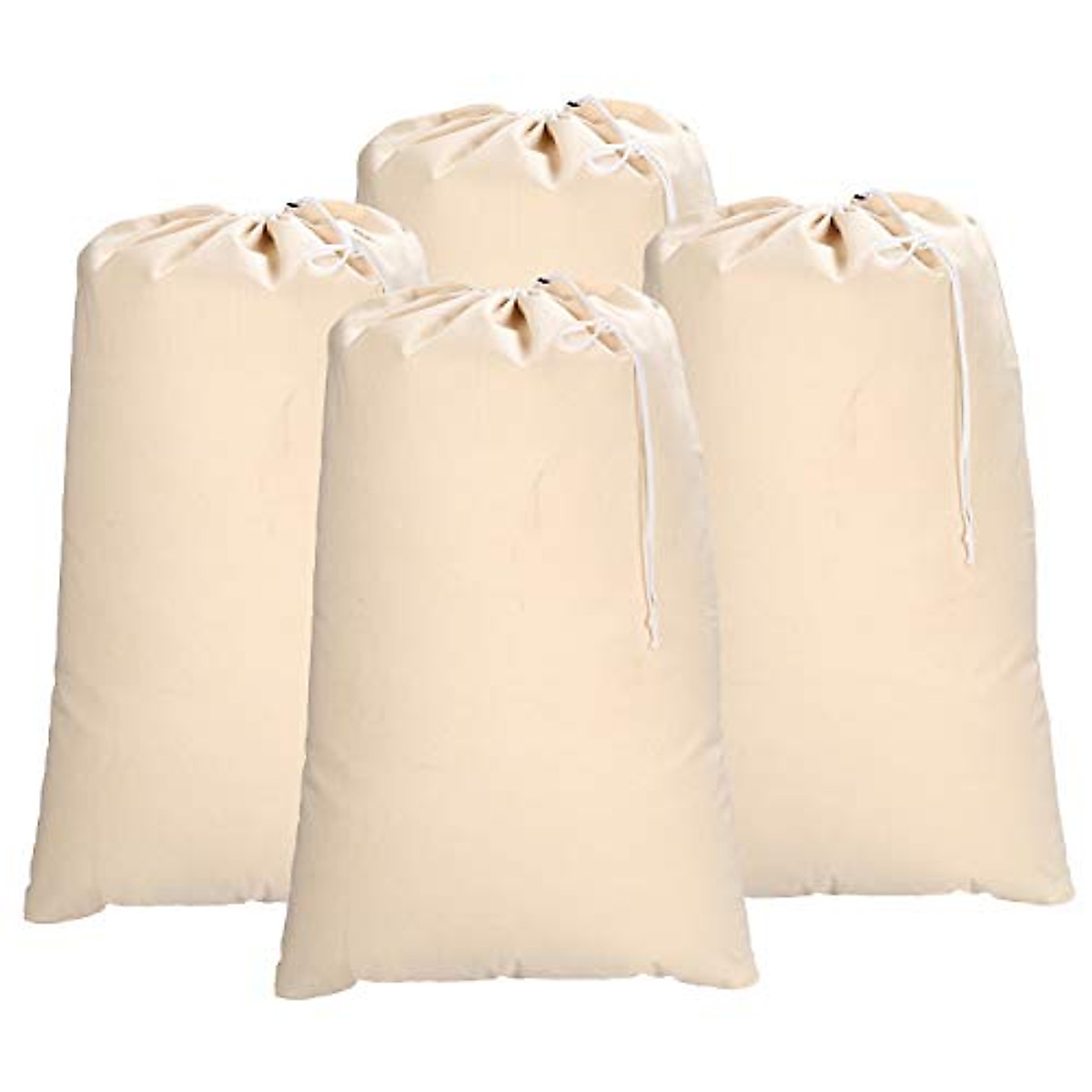 Heavy Duty Laundry Bag,Canvas Laundry Bags,Cotton Laundry Bag with Drawstrings, Easy to Carry,Washable Laundry Bag,Santa Bag,Laundry Hamper Bags 24x36 inch -Natural (Set Of 4 Pieces)