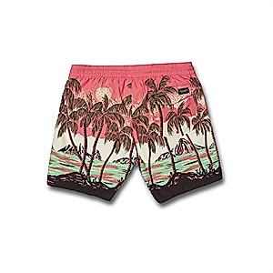 Volcom Men's Standard 17-inch Elastic Waist Surf Swim Trunks, Novelty Living Coral, X-Large