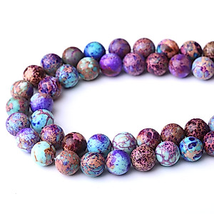 45PCS 8MM Natural Galaxy Sea Sediment Jasper Stone Beads Energy Healing Beads for DIY Jewelry Bracelet Necklace Making for Jewelry Making15Inch