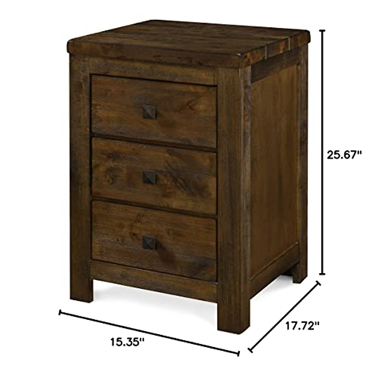 Finch Stratford Farmhouse Wooden Nightstand with 2 Drawers, Bedside End Table, Space Saving Design, Rustic Brown