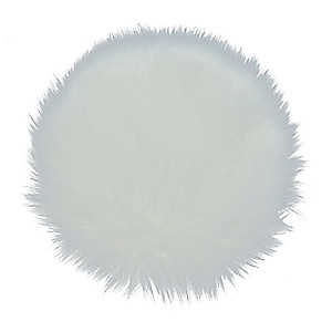 Pomeat 12 Inches Soft Faux Sheepskin Round Shaggy Shag Area Rugs White Fluffy Living Room Carpet Mini Small Size Fit for Photographing Background of Jewellery