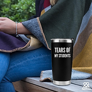Panvola Tears Of My Students Vacuum Insulated Tumbler Teacher Gifts From Student Funny College Professor Dad Mom Son Daughter Graduation Appreciation Drinkware Travel Mug (20 oz, Black)