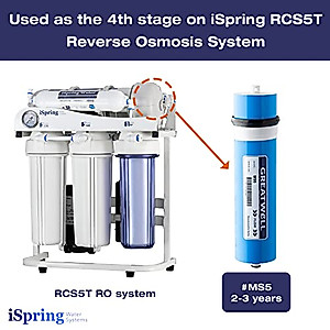 iSpring MS5 500GPD Reverse Osmosis (RO) Membrane Replacement 3.0" x 11.7", Fits RCS5T, Updated Version