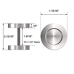 WINSOON Sliding Barn Door Handles Stainless Steel Round Recessed Knob Flush Pulls for Sliding Doors, Modern Hardware Kit with Threaded Rod, Brushed Nickel