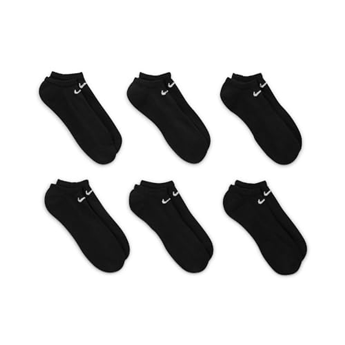 Nike Everyday Cushion No Show Socks, Unisex Nike Socks, Black/White, M (Pack of 6 Pairs of Socks)
