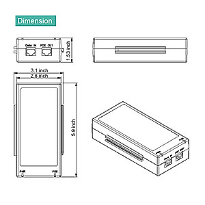 PFT1200 60W Gigabit Ultra POE Injector Single Port Hi-POE Midspan 802.3at/af, 10/100/1000Mbps, POE+ Injector for High Power Consumption PTZ Camera and Cascade Deployment with POE Extender
