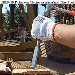 GREBSTK 4 Piece Professional Wood Chisel Tool Sets Sturdy Chrome Vanadium Steel Chisel Woodworking Tools, 1/4 inch,1/2 inch,3/4 inch,1 inch