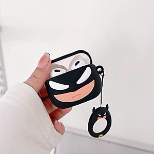 TSYue Compatible for AirPods 3 Case Cover with Keychain, Cute Cartoon Funny Shockproof Protective Silicone 3D Designed Charging Case for Apple AirPod 3rd Generation 2021 for Girls Women Men, Black
