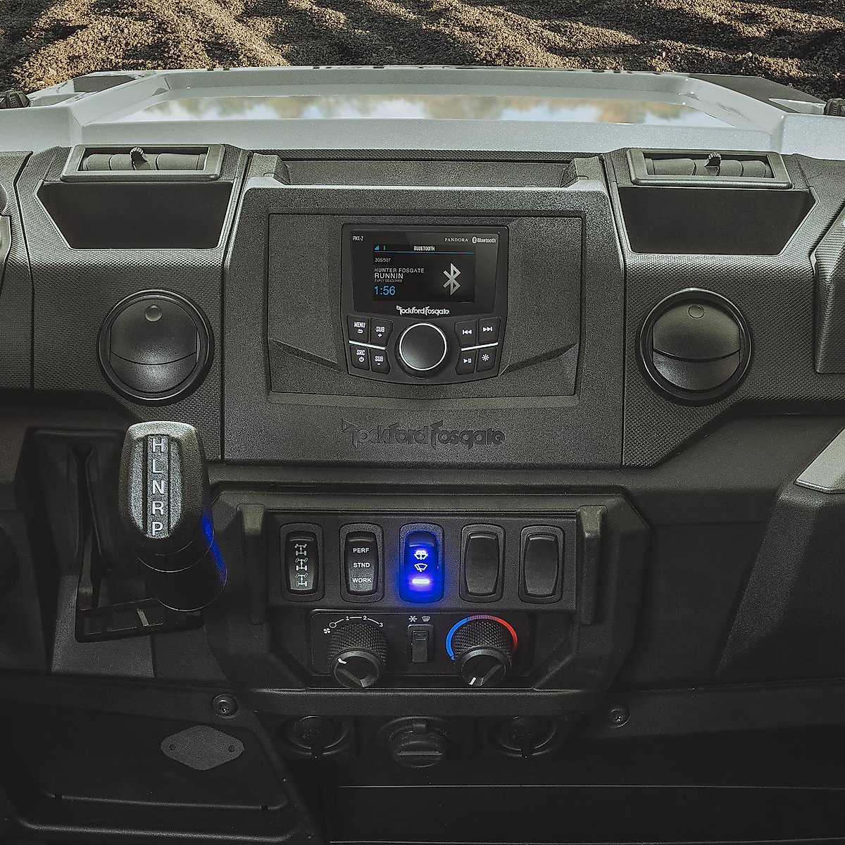 Rockford Fosgate RNGR18-STG4 Audio Kit: PMX-2 Receiver, 1500-Watt Amp, M1 Series Color Optix Multicolor LED Lighted Front & Rear Speakers plus Subwoofer for Select Polaris Ranger Models (2018-2022)