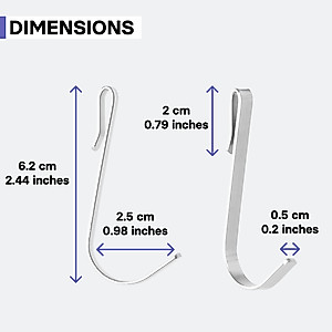 KINCMAX Stainless Steel Heavy Duty S Hooks for Hanging onto Shower Caddy, Bathroom Organizers, Shampoo Holders - Rustproof SUS 304 Steel for Hanging Razor & Sponge (Silver)